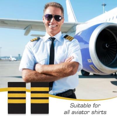 China Professional Uniform Bars Airline Pilot Epaulets, Four Bars Captain Shoulder Boards Insignia Sliders Cosplay Epaulette Sliders for sale