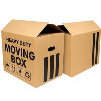 China recyclable, sustainable, Custom Heavy Duty Cardboard Moving Boxes Safe Transport With Handles Sturdy Paper Packing Supplies For House/Office for sale