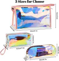 China Holographic Makeup Bags Set, Clear Iridescent Cosmetic Bags, Portable Waterproof Toiletry Bag, Travel Zippered Makeup Organizer Cosmetic Pouch for Women, Mothers Day Gifts for sale