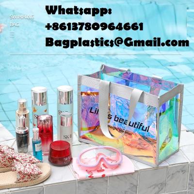 China Holographic Makeup Bag Holographic Iridescent Cosmetic Bags With Zipper Travel Iridescent Makeup Bags Portable Holographic Bag Iridescent Holographic Bag For Makeup Tools Organizer for sale