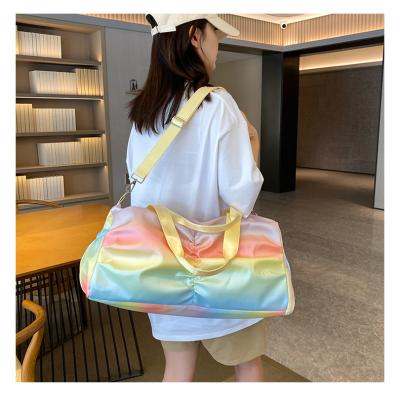 China Holographic Shimmering Gym Duffle Bag With Shoes Compartment & Wet Pocket, Women Weekend Overnight Travel Bag Gymnastic Dance Bag For Girl for sale
