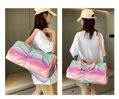 China Gym Bag Sports Duffle Bag With Wet Pocket Weekender Overnight Bag With Waterproof Shoe Pouch And Air Hole For Girls Kids Women Travel Foldable Bag for sale