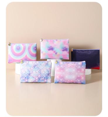 China Storage Bag Toiletry Pocket Zippered Pouch Waterproof Cosmetic Bags For Women Holographic Luminous Tote Folding Bags Bucket Long Shoulder Handbags for sale