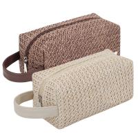 China clutch bag, handy bag, handbag, handle bag, Portable Straw Makeup Toiletry Wash Bag Factory OEM Travel Hollow Out Knitted Cosmetic Carry Clutch Pouch Bag Gift for sale