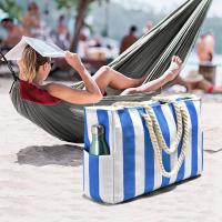China Cotton bag, Canvas bag, tote bags, Outdoor Blue And White Striped Storage Bag Absorbent Quick-Drying Portable Beach Bag Enlarged Travel Bag for sale