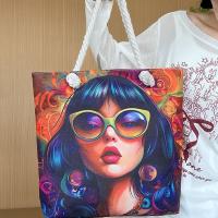 China Popular Forest Black Girl Print Shoulder Bag Thick Rope Tote Bag Fashionable Large Capacity Women'S Bag Manufacturer Wholesale for sale
