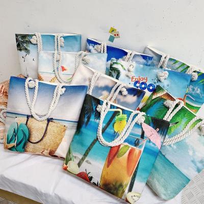 China New Fashion Canvas Beach Bag Women'S Shoulder Bag Simple Tote Bag Large Capacity Shoulder Handbag Purchase for sale