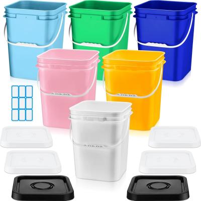 China Square Bucket With Lid,Industries Barrels With Lid And Plastic Handle,Rain Buckets,Food Storage Containers DIY Label Stickers Towel And Brush For Paint Storage Tank Crafts for sale