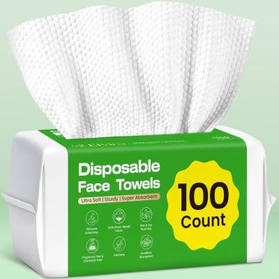 China Disposable Face Towels, Biodegradable Facial Cleansing Towels, Ultra Soft & Thick Cloth For Sensitive Skin, Makeup Remover Dry Wipes, Lint-Free Towelettes For Cleansing for sale