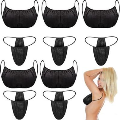 China Disposable Bras and Panties Natural Disposable Bras And Panties Set Non Woven Women'S Disposable Underwear For Spa Massage Disposable Bathrobe for sale