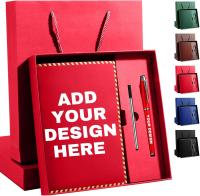 China Notebook Pen Business Gift Set Luxury Notebook Gift Set A5 100 Sheets Waterproof PU Cover With Thermal Binding Open Flat Design And Custom Logo for sale