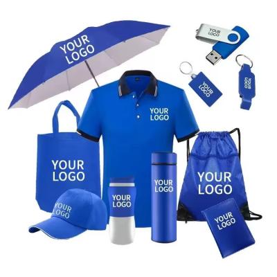 China Custom Logo Promotional Gift Set T Shirt Umbrella Water Bottle Bag Hat Bulk Corporate Giveaways Team Events Branding Promotional Gift Box With Cap Mug Backpack Umbrella for Business Gifts Corporate for sale