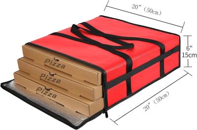 China Reusable Hot Food Delivery Grocery Bag Insulated Food Thermal Pizza Shopping Bag Insulated Cooler Tote Bag Insulated Square Cooler with Logo Fresh Pizza Food Delivery Handle Wholesale Wine Cooler Bag for sale