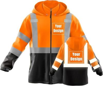 China Factory Made Safety Wear Protective High Visibility Working Wear Reflective Safety Jacket Wholesale Waterproof Industrial Safety Multi-pocket Long Sleeve Reflective Winter Warm Jacket for sale