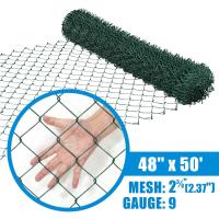 China Wire 9 Gauge Green Vinyl Coated Galvanized Steel Chain Link Fence Fabric, Diamond Mesh Size 2-3/8 Inch, Galvanized Fencing Wire Roll For Garden And Animals Enclosure for sale
