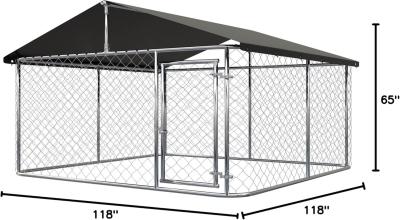 China Outdoor Heavy Kennel High Strength Stainless Steel Black Large Dog Cage 10' X 5' Heavy Duty Welded Mesh Modular Outdoor Dog Kennel Heat Treated 3D Modelling Service Included Fencing Trellis Gates for sale