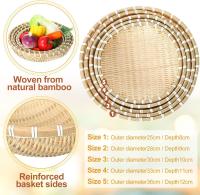 China Bamboo Sieve Round Baskets Woven Storage Baskets Woven Tray Fruit Rattan Tray Fruit Natural Bamboo Colander Weaving Sieve Vegetable Food for sale