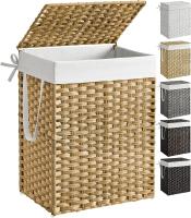 China Laundry Hamper With Lid, 23.8 Gallon (90 L) Synthetic Rattan Clothes Laundry Basket With Lid And Handles, Foldable, Removable Liner, Goose Yellow for sale