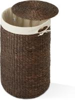 China Round Laundry Hamper With Lid And Removable Liner Bag - Natural, Woven Water Hyacinth Wicker Laundry Basket For Clothes And Towels for sale