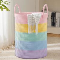 China Woven Rope Laundry Hamper Basket, Tall Luandry Basket, Baby Nursery Hamper For Blanket Storage, Clothes Hamper For Laundry In Bedroom-Large-(CUSTOMIZED COLOR, 58L, 72L) for sale