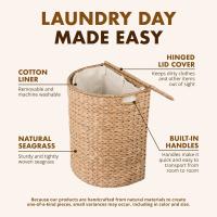 China Wicker Waste Basket - Water Hyacinth Bathroom Garbage Can With A Lid - Bathroom Trash Can Boho Style - Wicker Trash Can With Lid For Household, Kitchen - Removable Liner, Iron Frame for sale