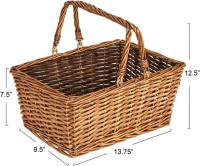 China Woven Market Basket, Handwoven Willow Weave, Stylish Handles With Durable Metal Anchors, Classic And Versatile, Attractive, Spacious, Lightweight, Brown Stain for sale
