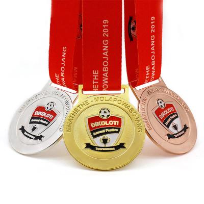 China Custom Enamel Marathon Running Sport Medallion Metal Zinc Alloy 3d Custom Award Metal Zinc Alloy Sports Award Football Medallion Manufacturer Custom Gold Silver And Bronze Enamel Soccer Medal for sale