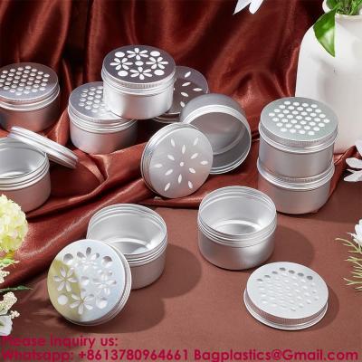 China Ounce Round Empty Metal Tins With Hollow Lids Refillable Spice Containers For Aromatherapy Air Freshener Candles Travel Storage Customizable Logo Printed Tin Box for Soap/Cream Aluminum Makeup for sale