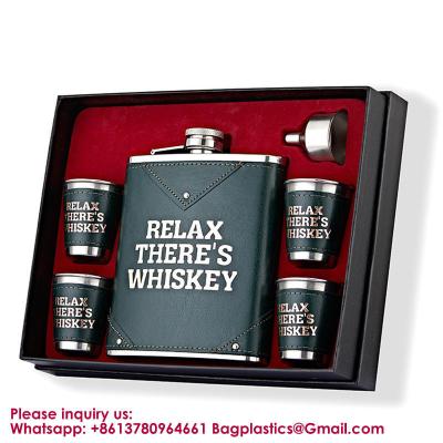China Stainless Wine Cup Portable Wine Bottle Outdoor Travel Wine Pot Retro Alcohol Russian 9oz 3oz Hip Flask Bottle high-end gift box, thickened 18oz wine bottle for white spirit as a gift for sale
