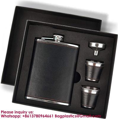 China Leak Proof Engraved Flask Whisky Flask Stainless Steel Pocket Hip Flask For Liquor Stainless Steel Wine Jug Set 7 oz Portable Outdoor Small Wine Bottle Wholesale Gift Box for sale