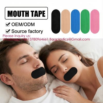China Sleep Cotton Bamboo Silk Custom Color Shape Mouth Tape Lips for Sleeping Hypoallergenic Breathing Nose Tape Nasal Strips Premium Custom Sleep Mouth Tape Stop Snore Snoring Stopper for Sleeping for sale