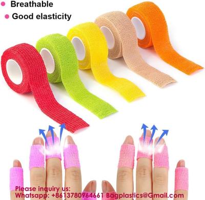 China 12 Colors Non-Wonven Self Adhesive Bandage Wrap For Finger Guard Nail Protector, 2.5cm X 4.5m / 1