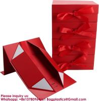 China Gift Boxes With Ribbon Foldable Set Of 5 Glossy Finish Magnetic Gift Boxes For Luxury Presentations And Groomsmen Proposal Foldable Magnetic Box CARDBOARD BOX PAPER BOX for sale
