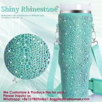 China RhineStone Decoration Acessories, Tumbler With Handle,Pink Insulated Neoprene Cup Holder Pouch W/Adjustable Strap For Quencher H2.0 Stanley Cup Accessories for sale