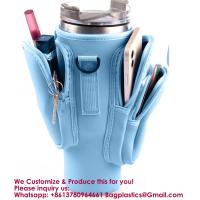 China RhineStone Decoration Acessories, Tumbler With Handle,Pink Insulated Neoprene Cup Holder Pouch W/Adjustable Strap For Quencher H2.0 Stanley Cup Accessories for sale
