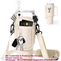 China RhineStone Decoration Acessories, Tumbler With Handle,Pink Insulated Neoprene Cup Holder Pouch W/Adjustable Strap For Quencher H2.0 Stanley Cup Accessories for sale