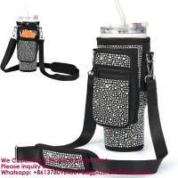 China RhineStone Decoration Acessories, Tumbler With Handle,Pink Insulated Neoprene Cup Holder Pouch W/Adjustable Strap For Quencher H2.0 Stanley Cup Accessories for sale