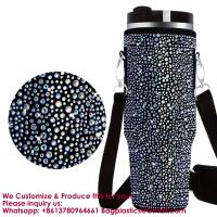 China RhineStone Decoration Acessories, Tumbler With Handle,Pink Insulated Neoprene Cup Holder Pouch W/Adjustable Strap For Quencher H2.0 Stanley Cup Accessories for sale