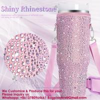 China RhineStone Decoration Acessories, Tumbler With Handle,Pink Insulated Neoprene Cup Holder Pouch W/Adjustable Strap For Quencher H2.0 Stanley Cup Accessories for sale