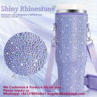 China RhineStone Decoration Acessories, Tumbler With Handle,Pink Insulated Neoprene Cup Holder Pouch W/Adjustable Strap For Quencher H2.0 Stanley Cup Accessories for sale