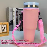 China Neoprene 40oz Water Bottle Carrier Bag With Shoulder Strap IPhone Pocket Water Bottle Holder Pouch Stanley Cup Accessories for sale
