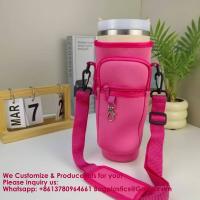 China Neoprene 40oz Water Bottle Carrier Bag With Shoulder Strap IPhone Pocket Water Bottle Holder Pouch Stanley Cup Accessories for sale