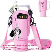 China Neoprene 40oz Water Bottle Carrier Bag With Shoulder Strap IPhone Pocket Water Bottle Holder Pouch Stanley Cup Accessories for sale