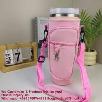 China Neoprene 40oz Water Bottle Carrier Bag With Shoulder Strap IPhone Pocket Water Bottle Holder Pouch Stanley Cup Accessories for sale