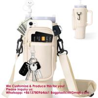 China Neoprene 40oz Water Bottle Carrier Bag With Shoulder Strap IPhone Pocket Water Bottle Holder Pouch Stanley Cup Accessories for sale
