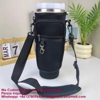 China Adjustable Strap Neoprene 40oz Water Bottle Carrier Sleeve Pouch Tumbler Cup Holder Sling Bag With Phone Pocket for sale