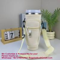 China Adjustable Strap Neoprene 40oz Water Bottle Carrier Sleeve Pouch Tumbler Cup Holder Sling Bag With Phone Pocket for sale