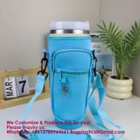 China Adjustable Strap Neoprene 40oz Water Bottle Carrier Sleeve Pouch Tumbler Cup Holder Sling Bag With Phone Pocket for sale