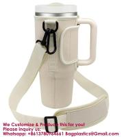 China Adjustable Strap Neoprene 40oz Water Bottle Carrier Sleeve Pouch Tumbler Cup Holder Sling Bag With Phone Pocket for sale