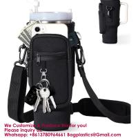 China Adjustable Strap Neoprene 40oz Water Bottle Carrier Sleeve Pouch Tumbler Cup Holder Sling Bag With Phone Pocket for sale